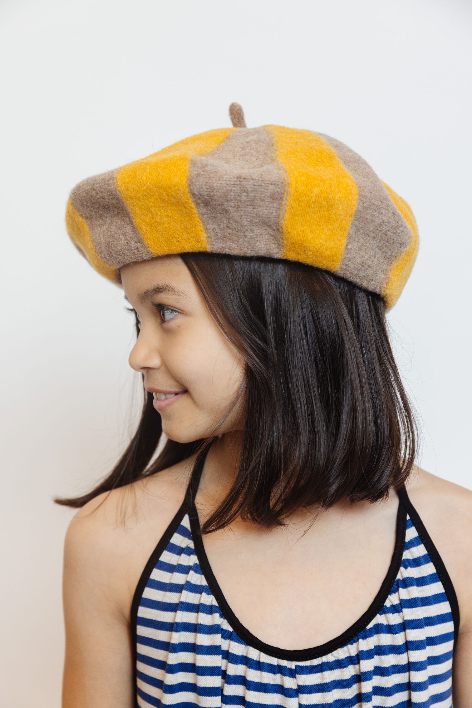 HEATHER TAN AND MUSTARD BERET – PEPPER KIDS